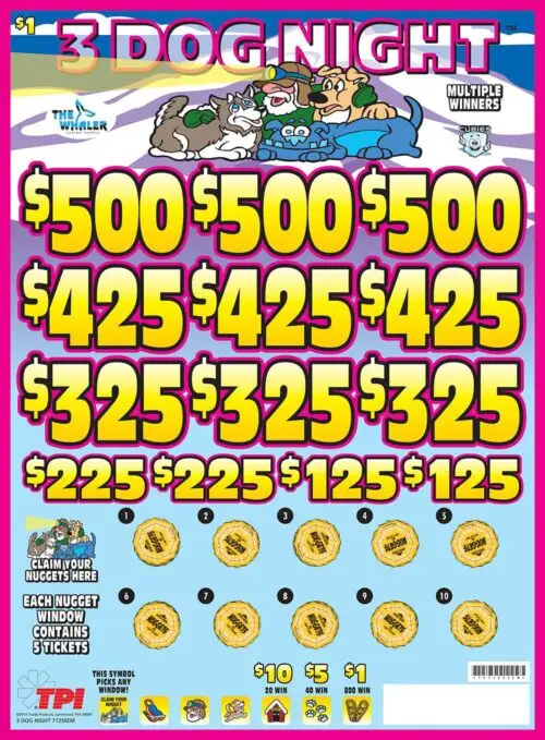 TP7125SEM – 3 DOG NIGHT ($1.00) EMBEDDED PULLBOARD – The Whaler Pull ...